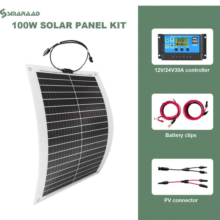 Smaraad Renewable SMARAAD 100W 18V Flexible Solar Panel Kit: 100 Watt ...