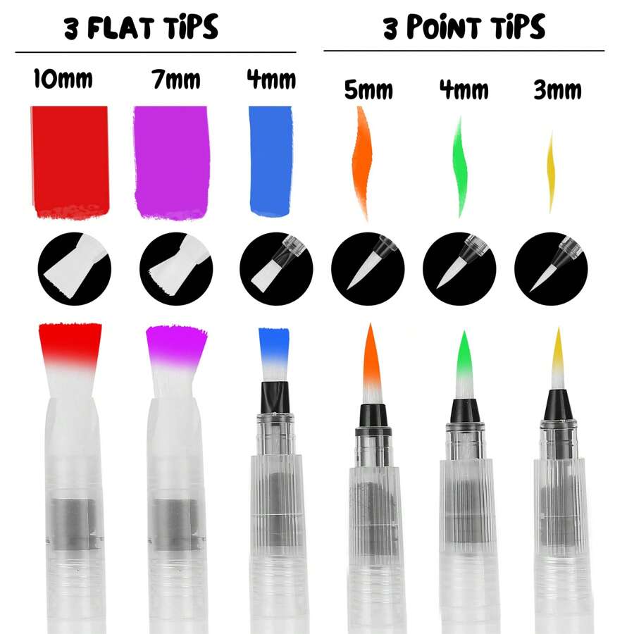 6/12 PCS,Watercolor Brush Pens, Water Brush Pens For Watercolor, Water ...