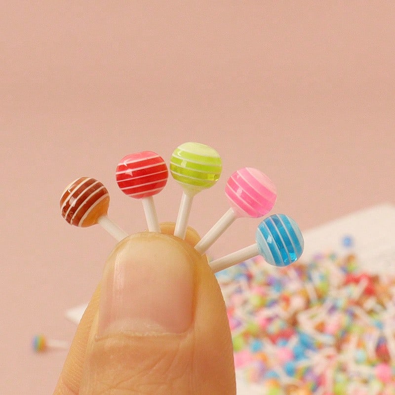 Doll House Miniature Food Play Mini Colored Candy Simulation Lollipop ...