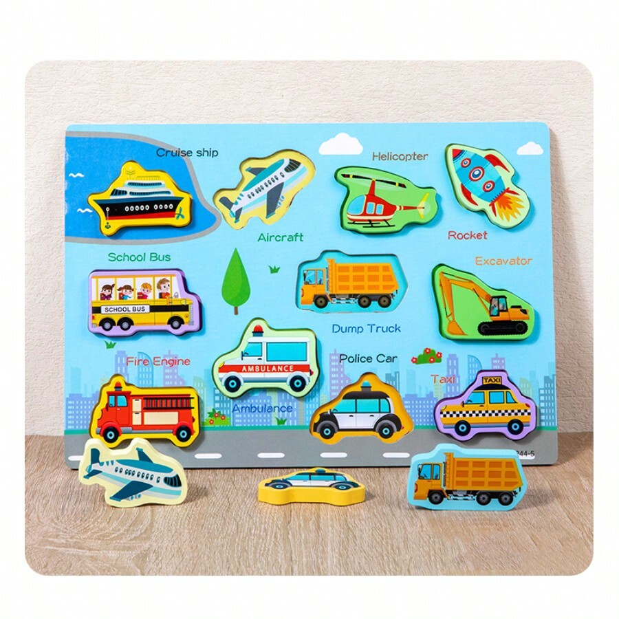 Wooden Early Learning 3D Puzzle, Shape Matching Cognitive Puzzle Toys ...