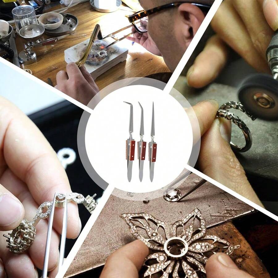 3pcs Precision Welding Pliers Set - Straight Nose, Bent Nose, Pointed ...