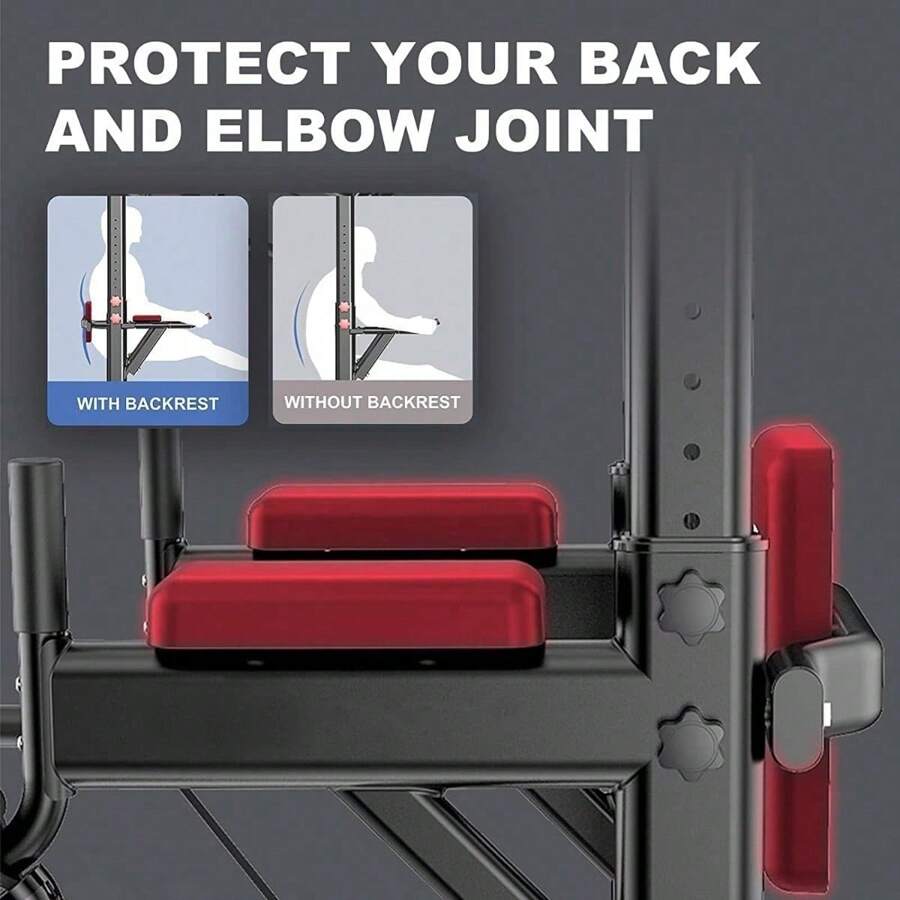 Power Tower Pull Up Bar Stand Adjustable Height Dip Station Workout Equipment Multi-Function ...