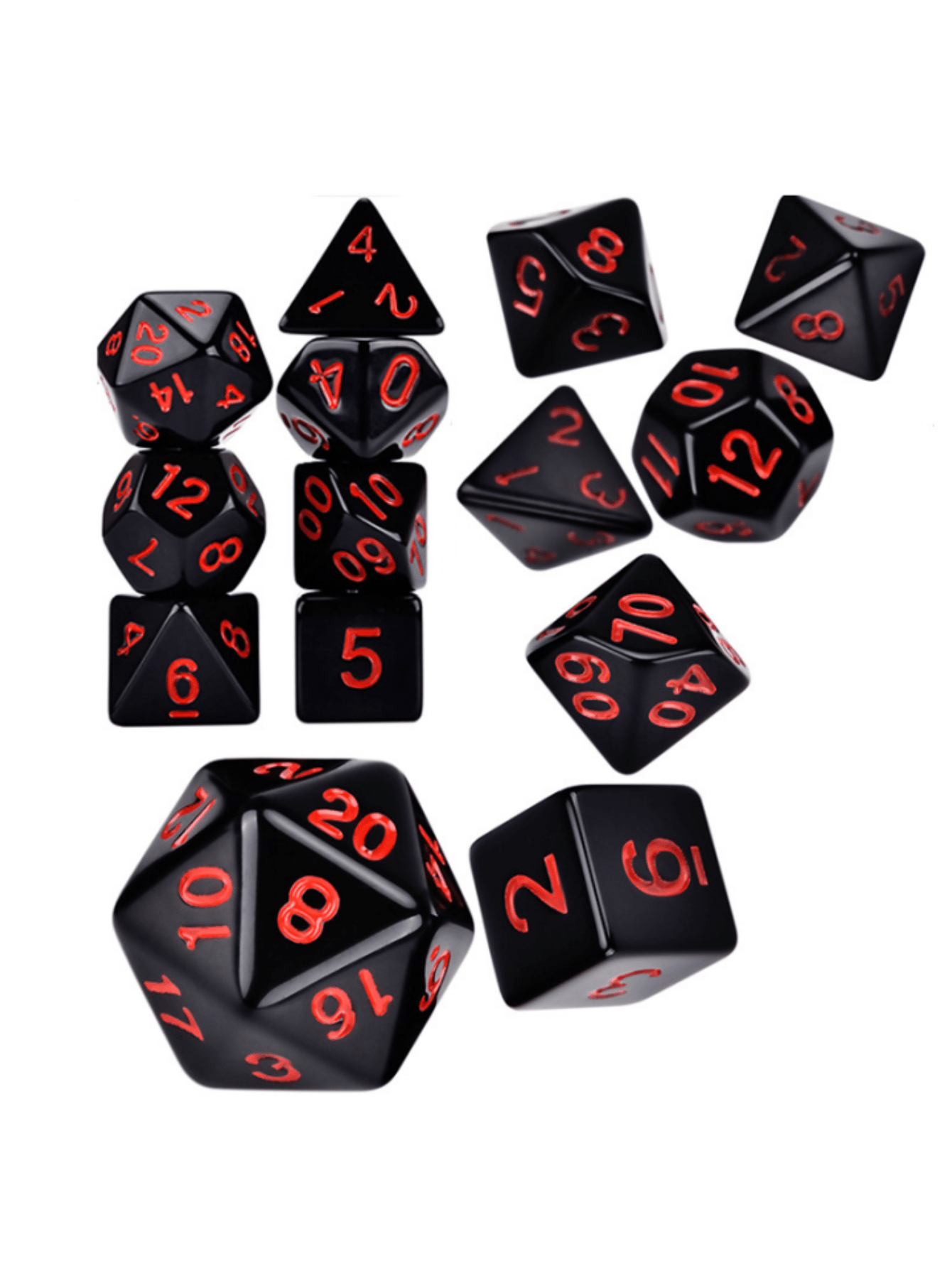 7pcs/Lot Black Red Dice Set Double-Colors Polyhedral Dice D4 D6 D8 D10 D% D12 D20 Game Dice for ...