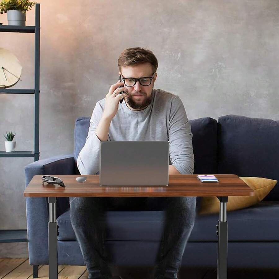 Tavolo per laptop regolabile in altezza, comodino con ruote, scrivania ...