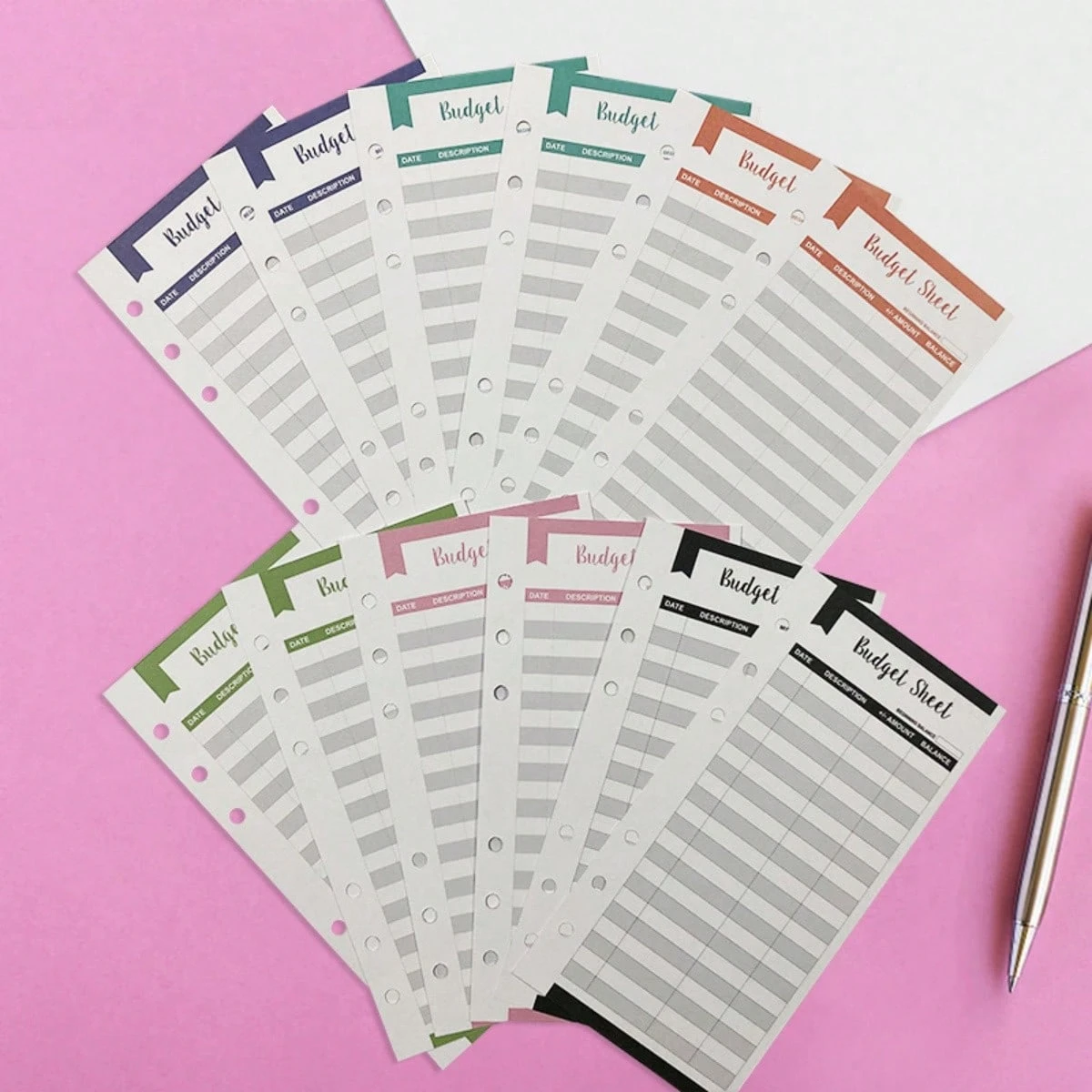 A6 Budget Card Set Including Cash Plan Expense Card, Budget Paper ...