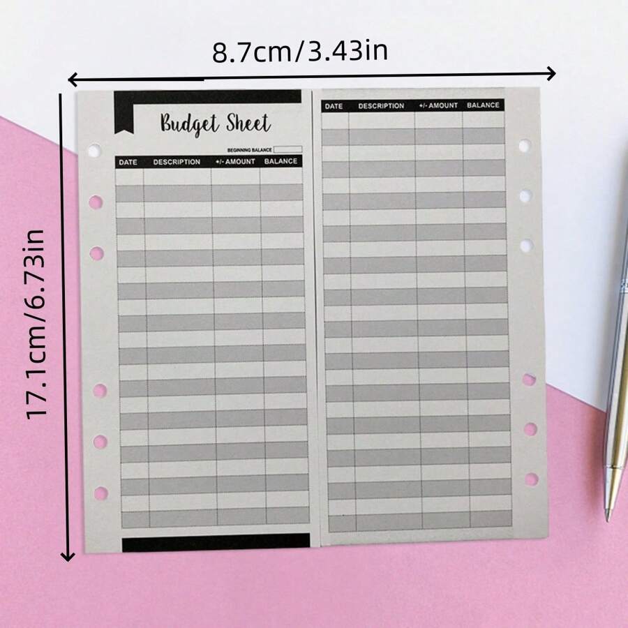 A6 Budget Card Set Including Cash Plan Expense Card, Budget Paper ...