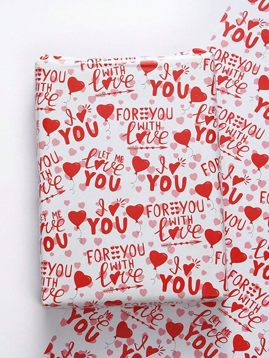 6 Roll Valentine's Day Gift Wrapping Paper Roll,Cupid Heart Print ...
