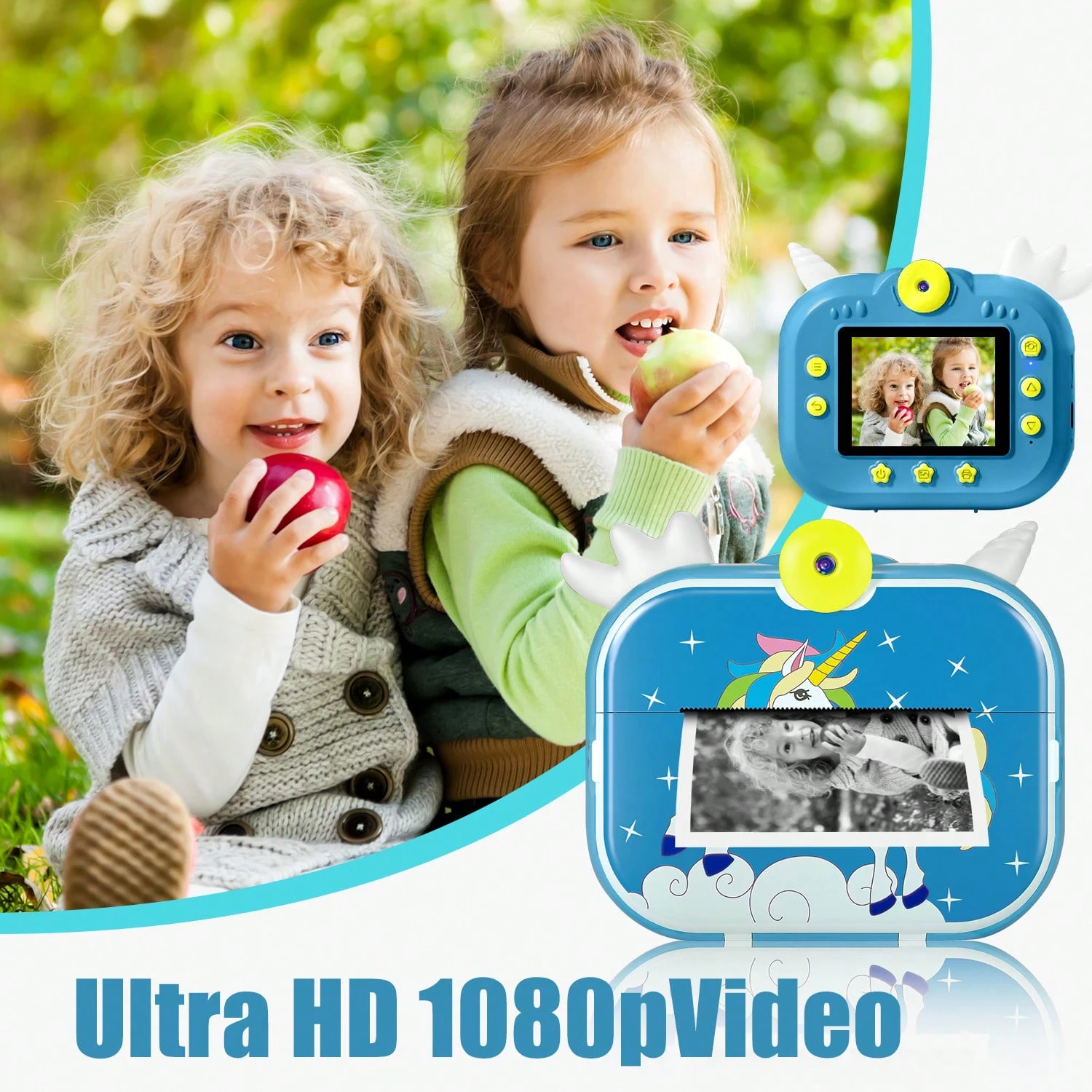 Kids Instant Camera - 1080P HD Video With 12M Photos - Perfect Birthday ...