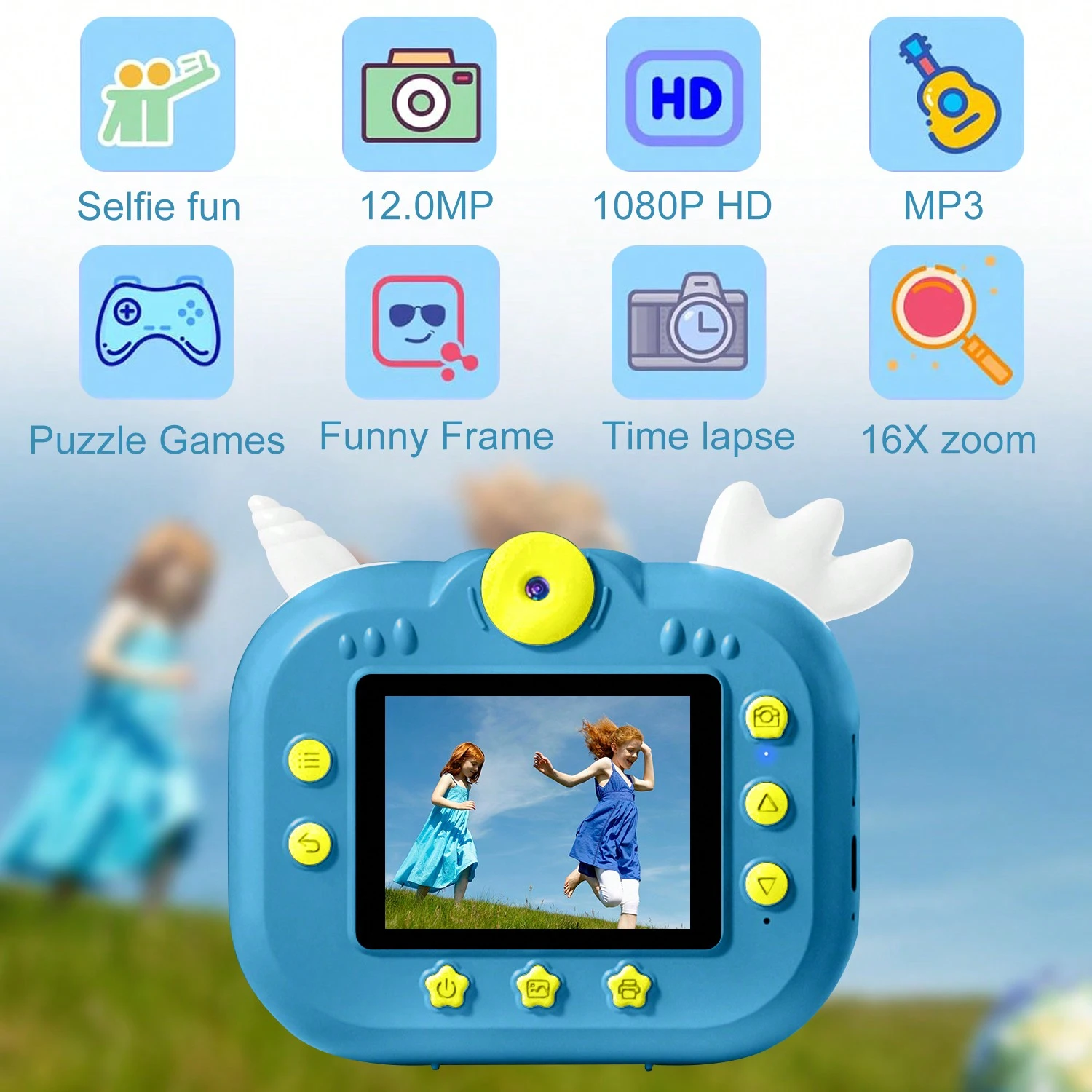 Kids Instant Camera - 1080P HD Video With 12M Photos - Perfect Birthday ...