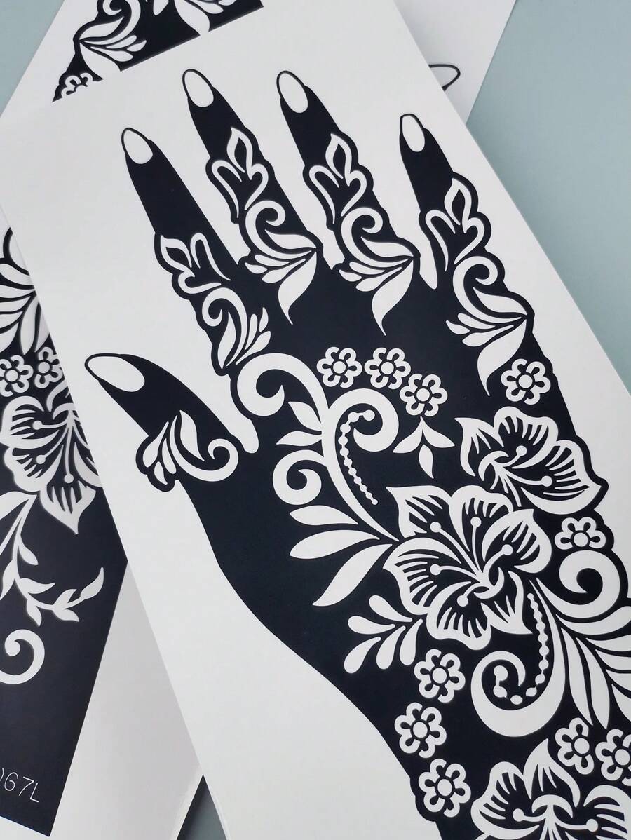 2 Sheets Floral Reusable Tattoo Stencils Temporary Tattoo Sticker Body ...