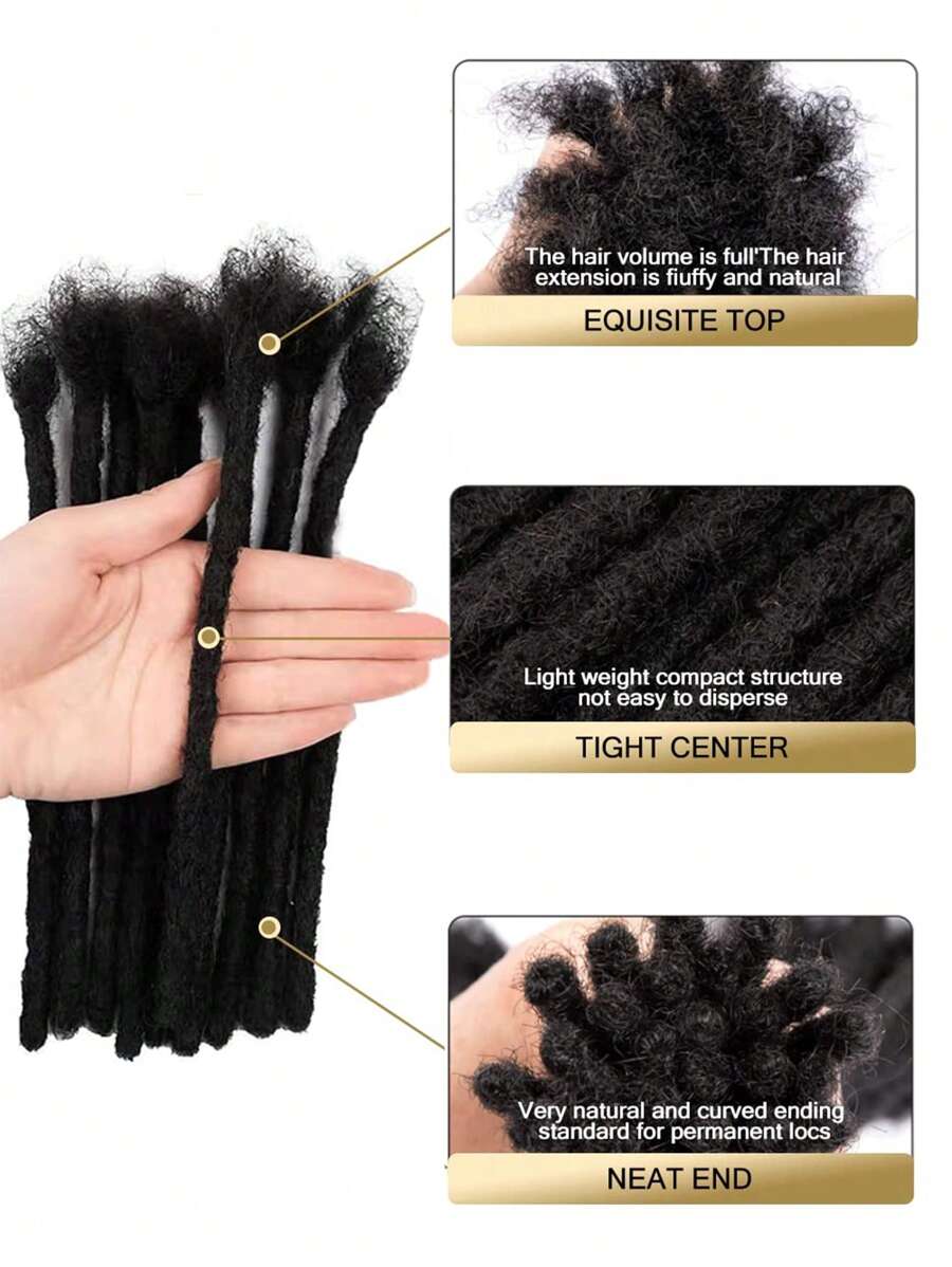 0,6 cm 8 polegadas 10 fios de cabelo humano feito à mão dreadlocks ...