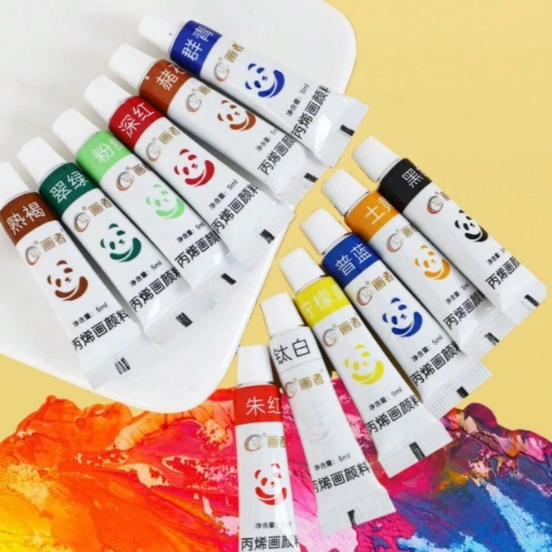 Professional Grade Acrylic Paint Set: 12,18,24 Bright Colors To Choose ...