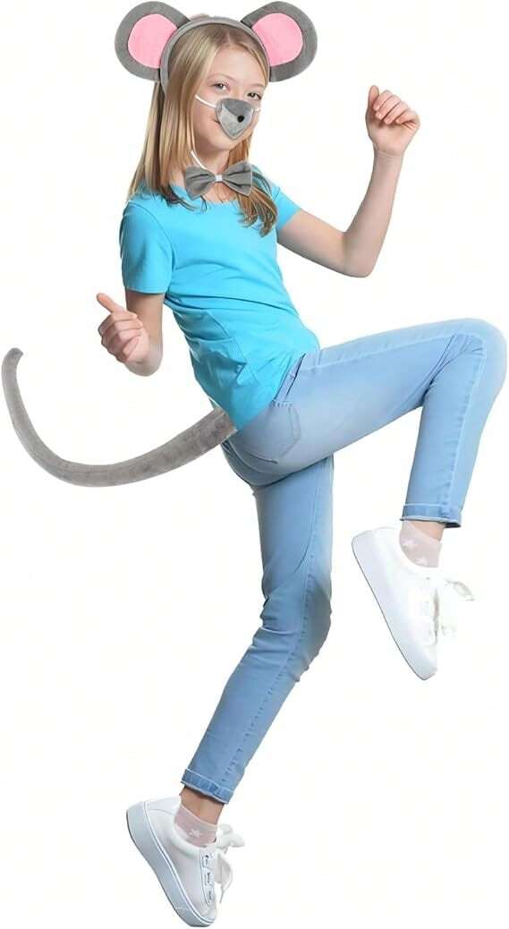 The 4pcs Cute Mouse Costume Set - Complete With Nose Headband, Tail And ...