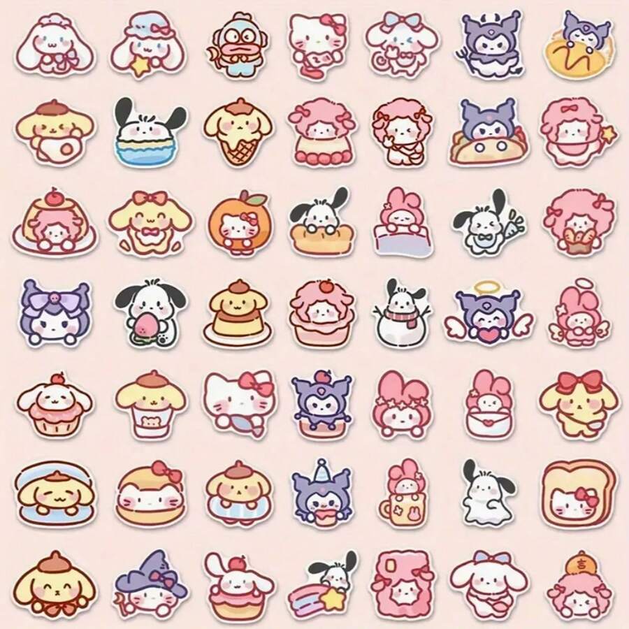 Sanrio 100 Pieces Of Sanrio Character Stickers - Waterproof Semi Gloss ...