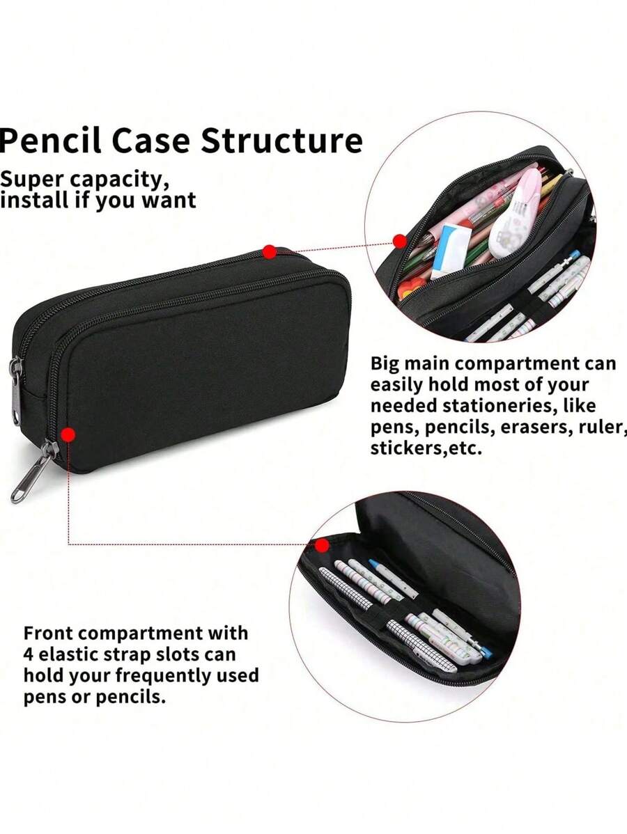 [Custom] 1pc Double Layer Large Capacity Pencil Case, Customizable With ...