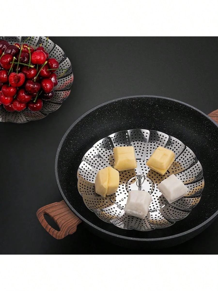 Folding Dish Steam Stainless Steel Food Steamer Basket Fruit Vegetable ...