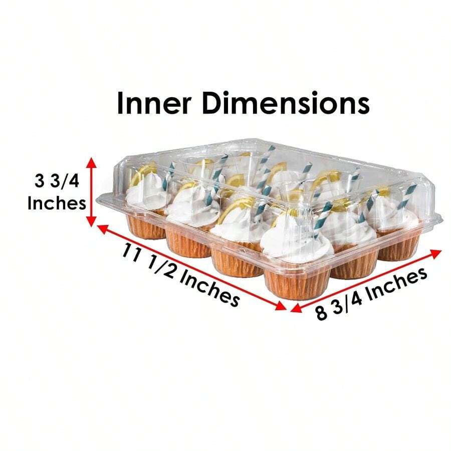 Containers 12 Count (Pack Of 100), Clear Plastic Cupcake Boxes 12 Count ...