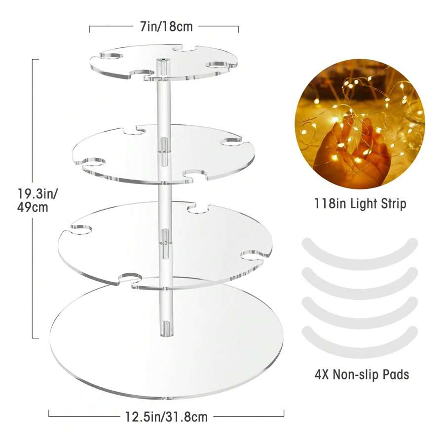 Clear Acrylic Champagne Tower With String Light, 12-Glass Cocktail Tree ...