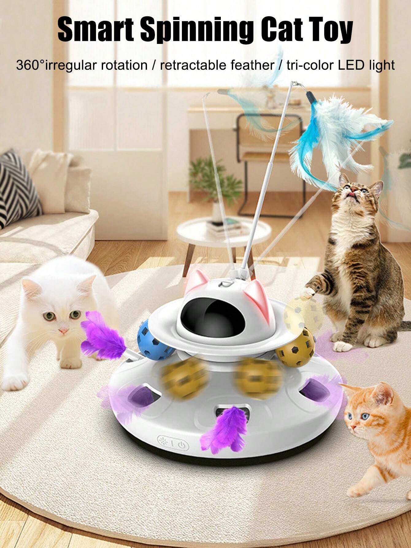 New Automatic Cat Toy Set - 4-In-1 Cat Teaser Wand, Electric Feather ...