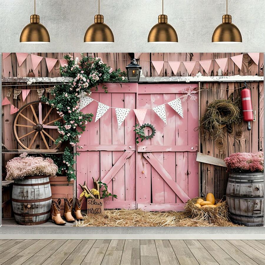 Rustic Western Cowboy Party Backdrop - Polyester Multipurpose Photo ...