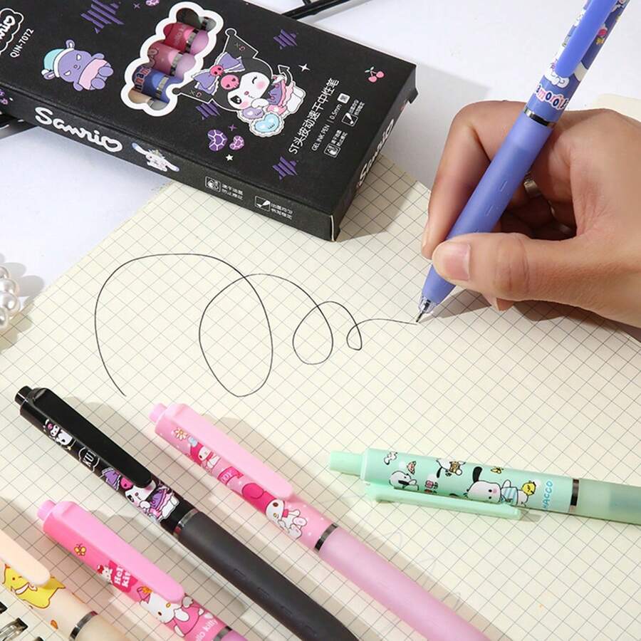 Sanrio Sanrio Black Neutral Pen Set - Smooth Writing, Waterproof Ink ...