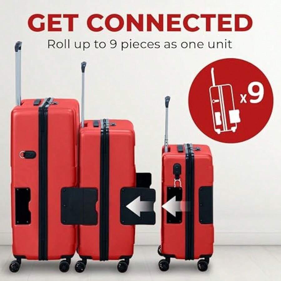 3-Piece Hardcase Connectable Luggage And Carryon Travel Bag Set ...