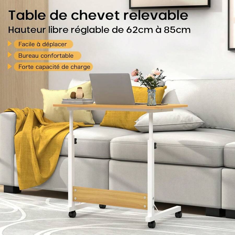 Tavolo per laptop regolabile in altezza, comodino con ruote, scrivania ...