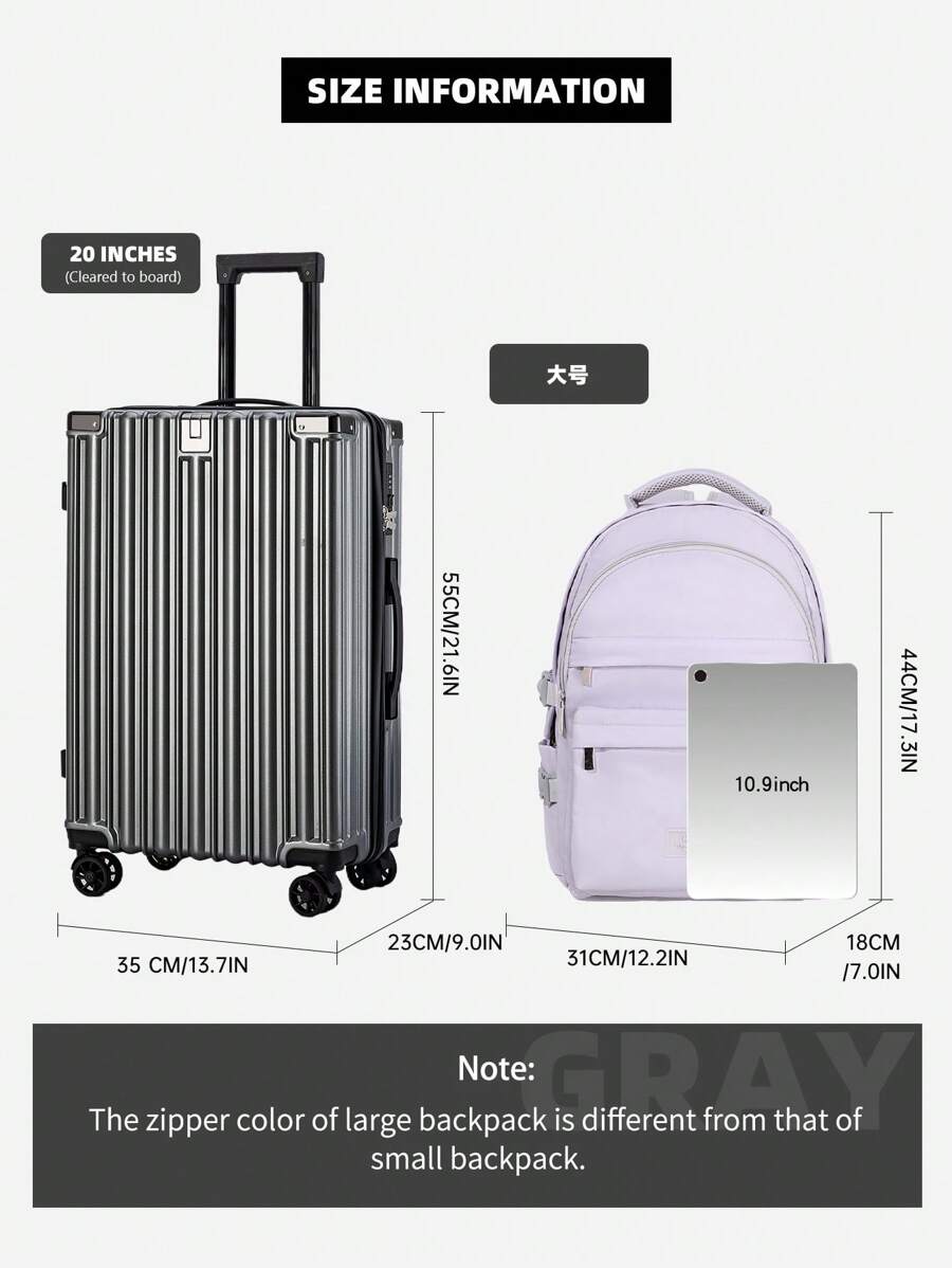 22x14x9 Carry On Luggage Hardside PC Aluminum Framed Travel Suitcase ...