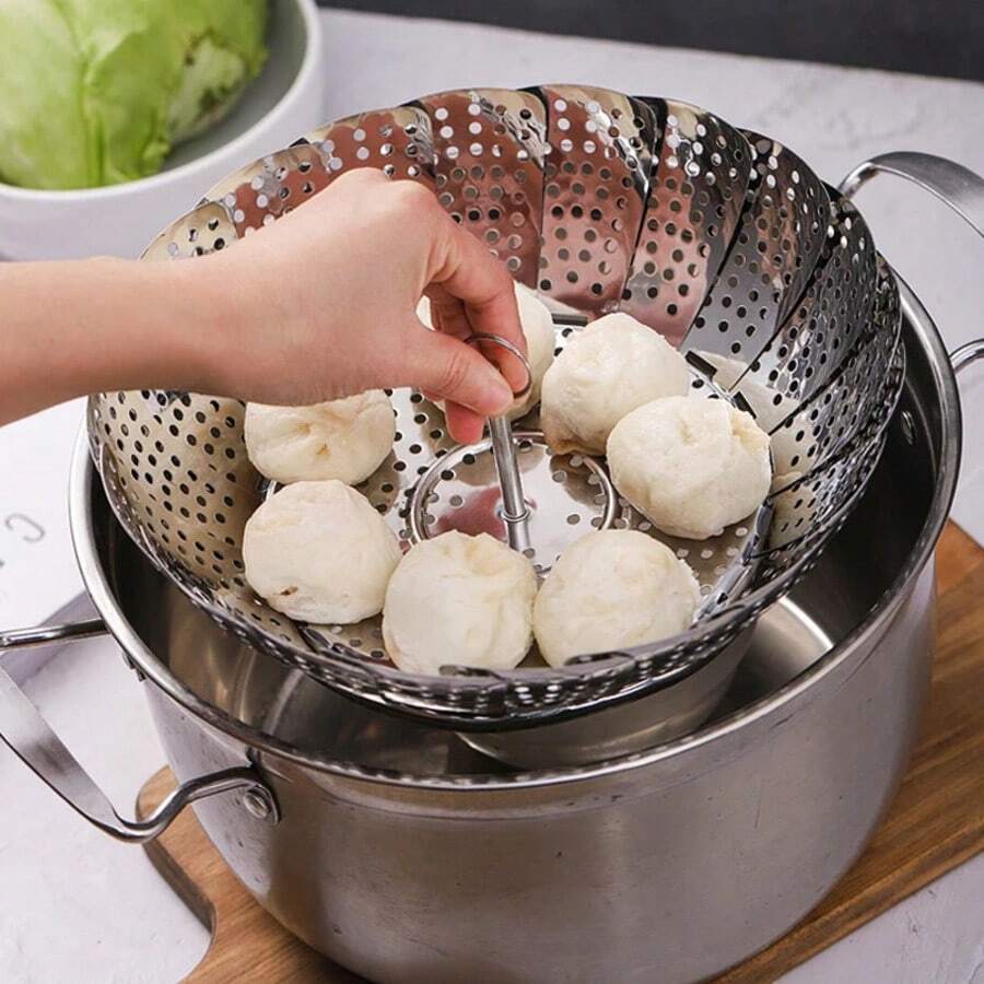 Folding Dish Steam Stainless Steel Food Steamer Basket Fruit Vegetable ...