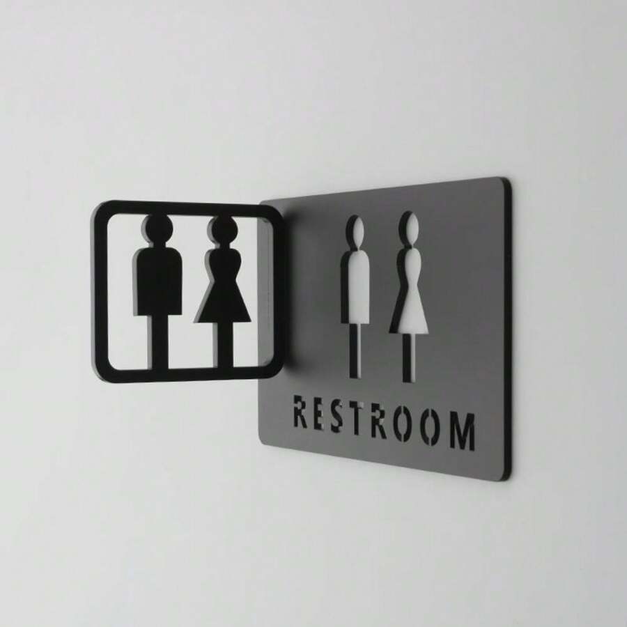 1pc 20x12cm/20x14.9cm Restroom Signage, Creative Gender Bathroom/Toilet ...