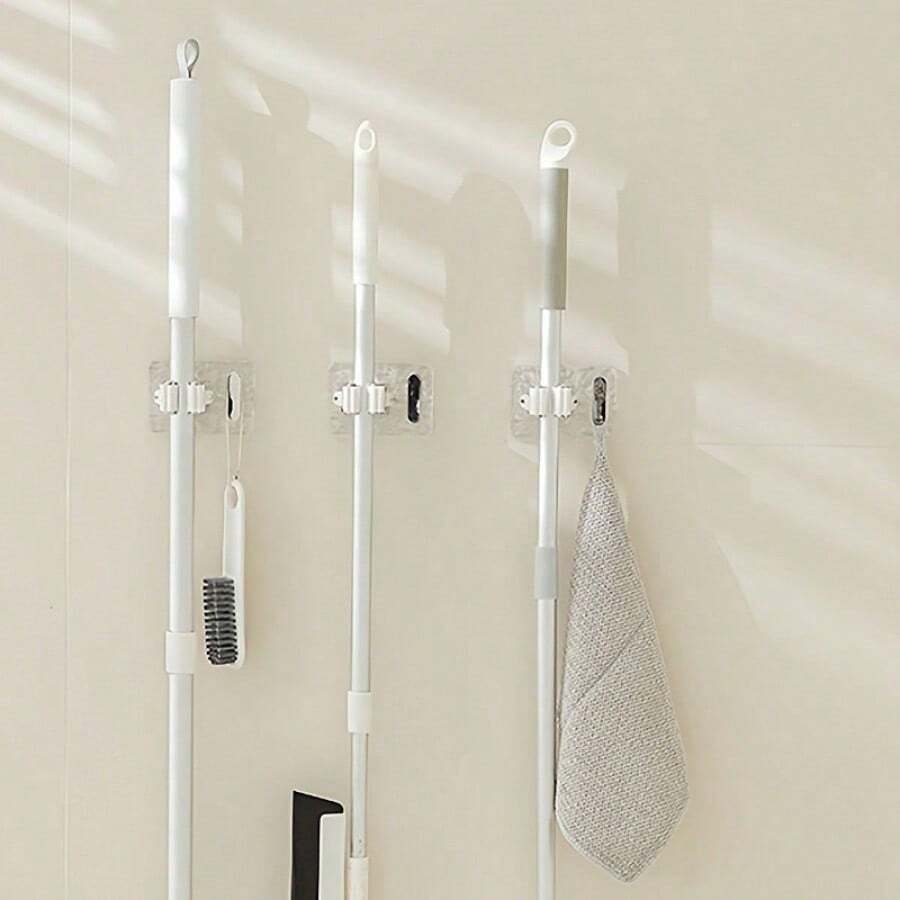 1pc Wall Mounted Cleaning Tool Holder - Fashionable Plastic Mop & Broom ...