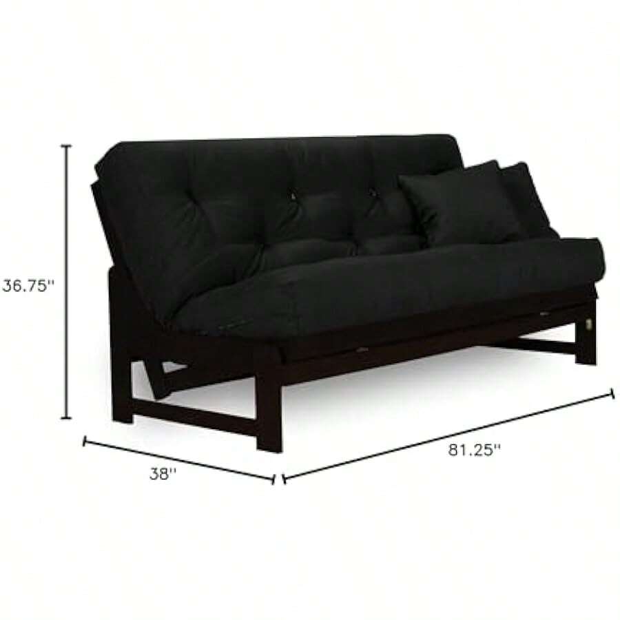Near Black Futon Set Queen Size - Armless Futon Frame With Mattress ...