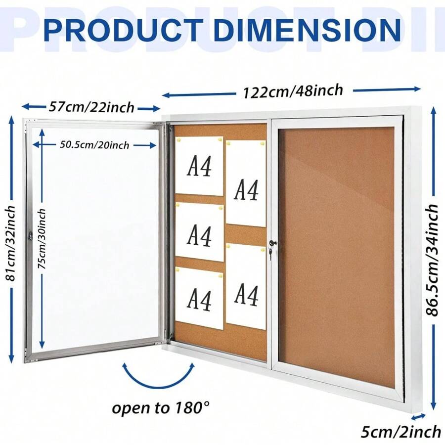 Weather Resistant Enclosed Bulletin Board Cork Displays Boards Wall ...
