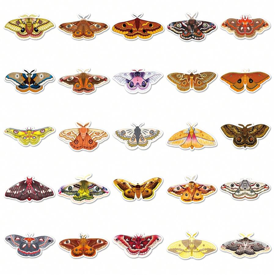 50PCS Moth Stickers Vinyl Aesthetics Stickers For Scrapbooking, Diary ...