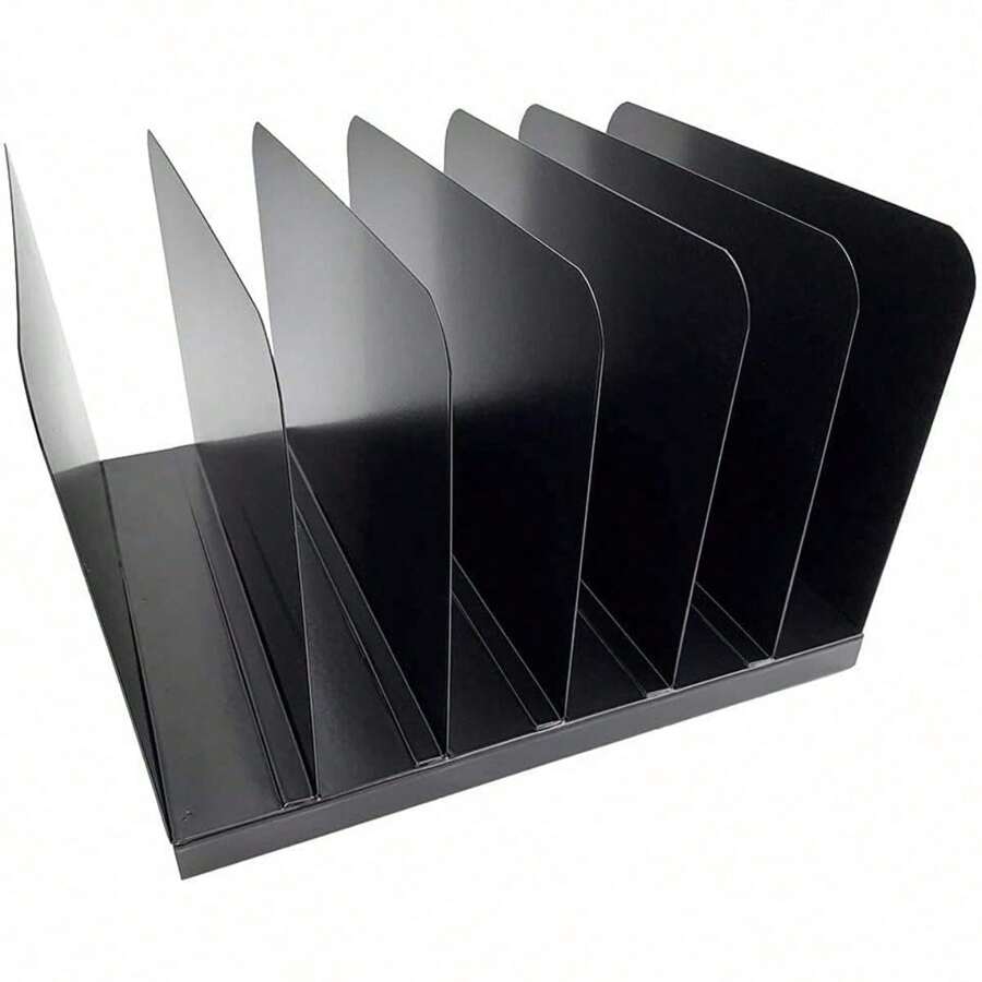 Desktop File Organizer Vertical 6 Slot, Black Commercial Grade Steel ...