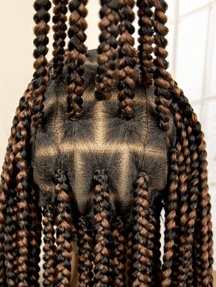 36-Inch Extra Long Colorful Synthetic Hair Braid Wig, All-Lace 4x4 ...