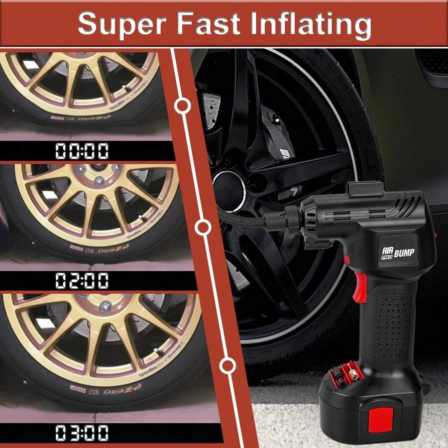 Cordless Portable Air Pump Pro Tire Inflator, Automatic Compressor With ...