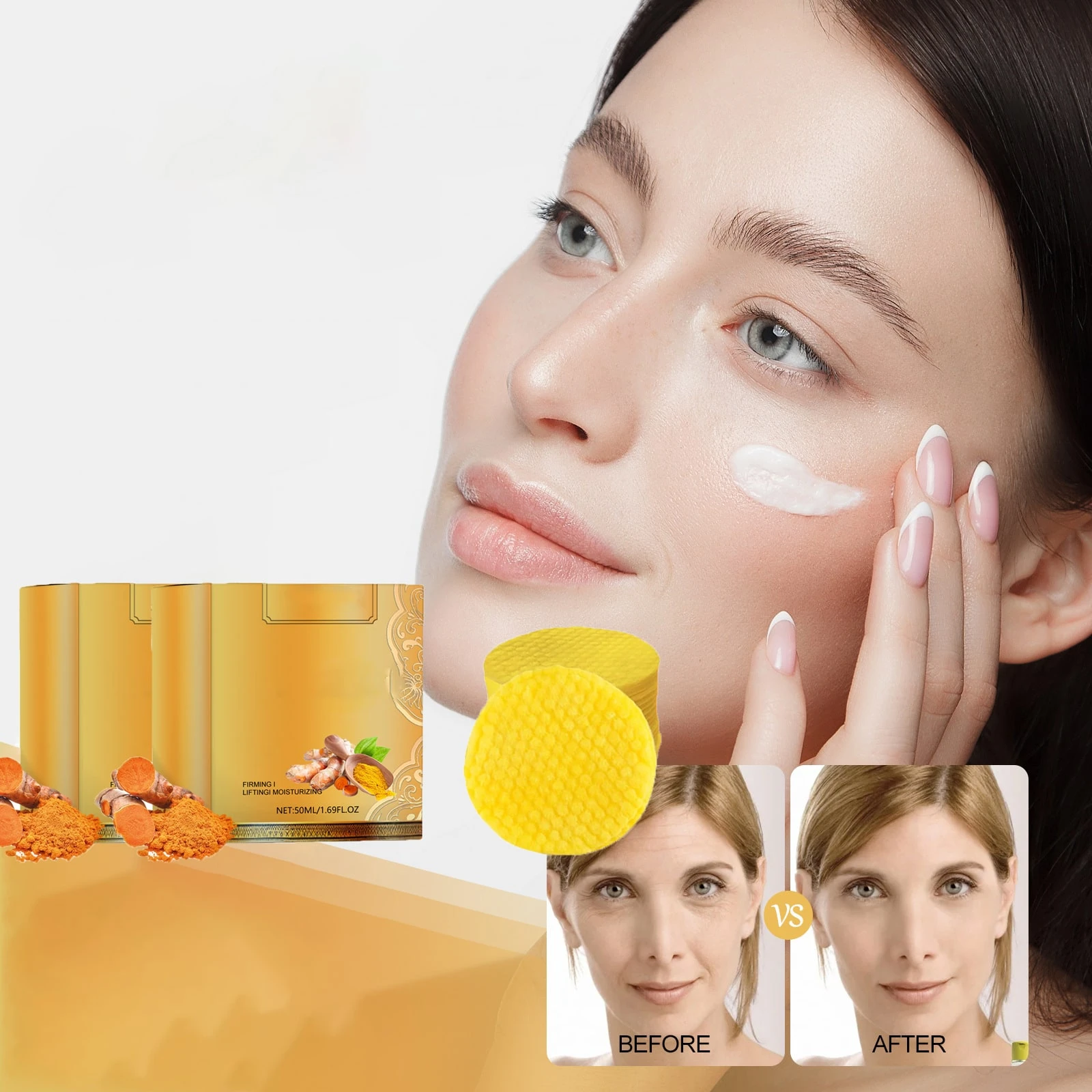 Turmeric Skin Care Set Brightens Anti-Wrinkle, Firming And Lifting Face ...