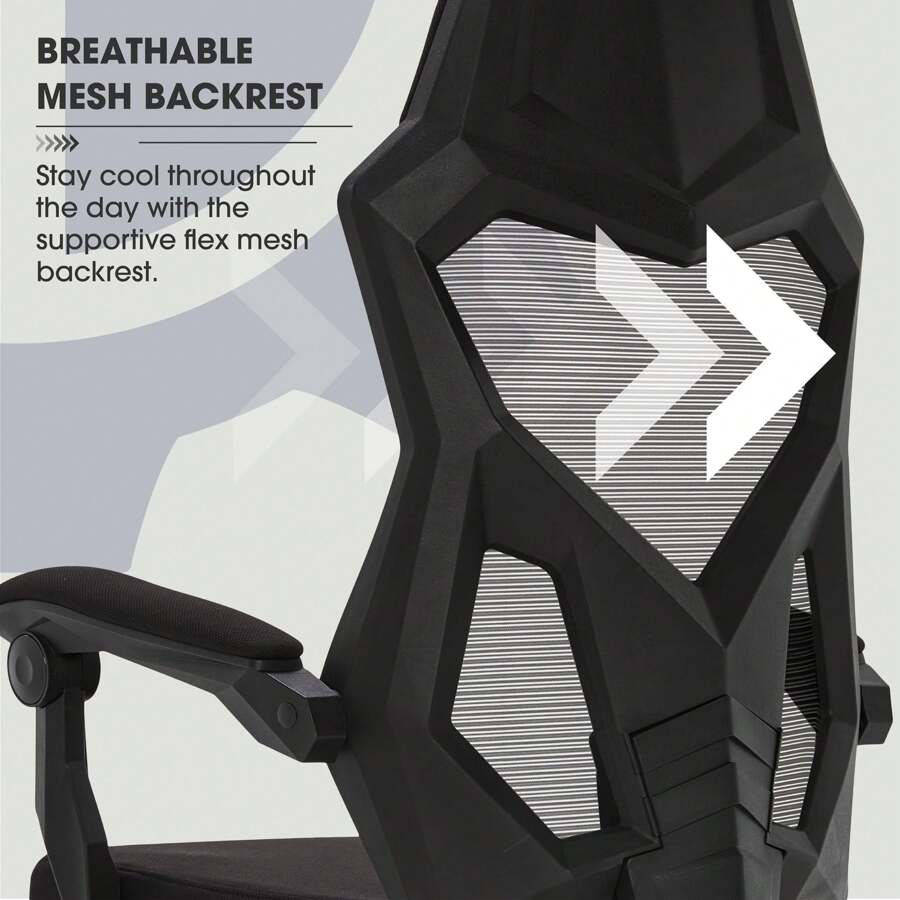 Gamer Gear Gaming Office Chair With Extendable Leg Rest, Black Fabric ...