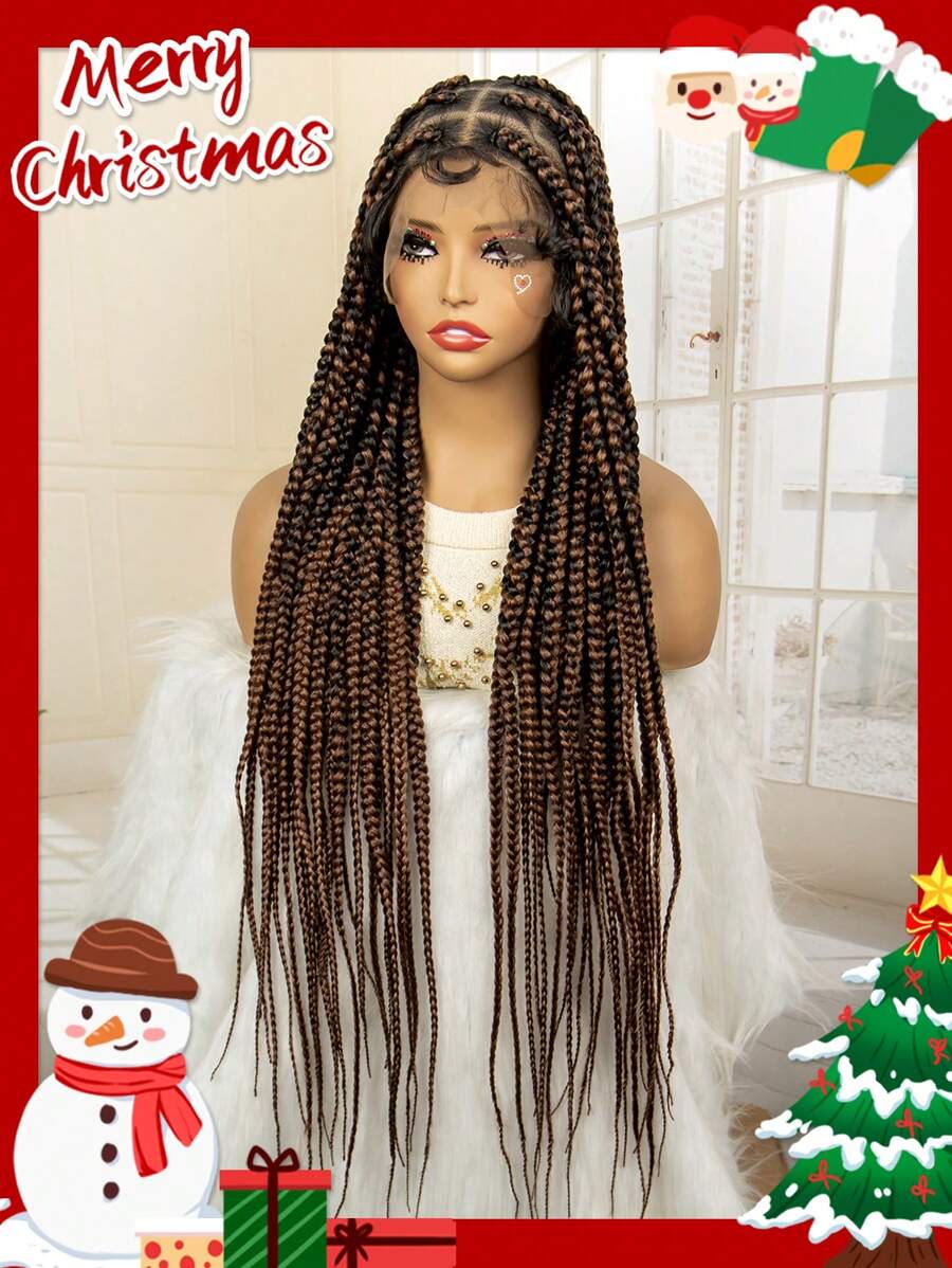 36-Inch Extra Long Colorful Synthetic Hair Braid Wig, All-Lace 4x4 ...