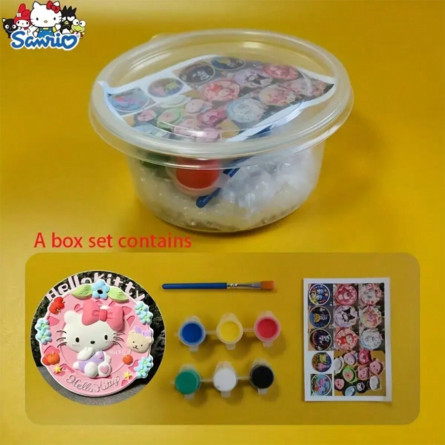 1 Box Cute Cartoon Character DIY Relief Painting Kit, White Plaster ...