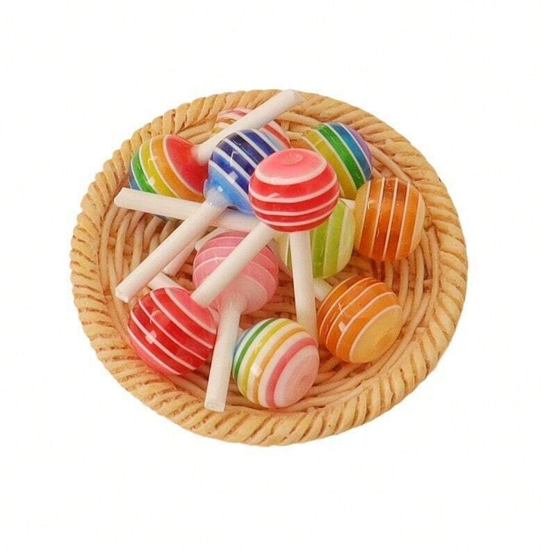Doll House Miniature Food Play Mini Colored Candy Simulation Lollipop ...