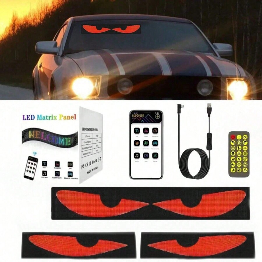 1 Piece Flexible LED Windshield Display For Cars, With Animated ...