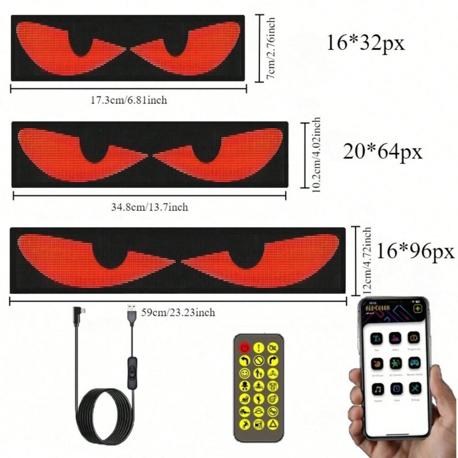 1 Piece Flexible LED Windshield Display For Cars, With Animated ...