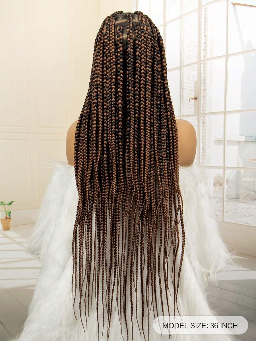 36-Inch Extra Long Colorful Synthetic Hair Braid Wig, All-Lace 4x4 ...