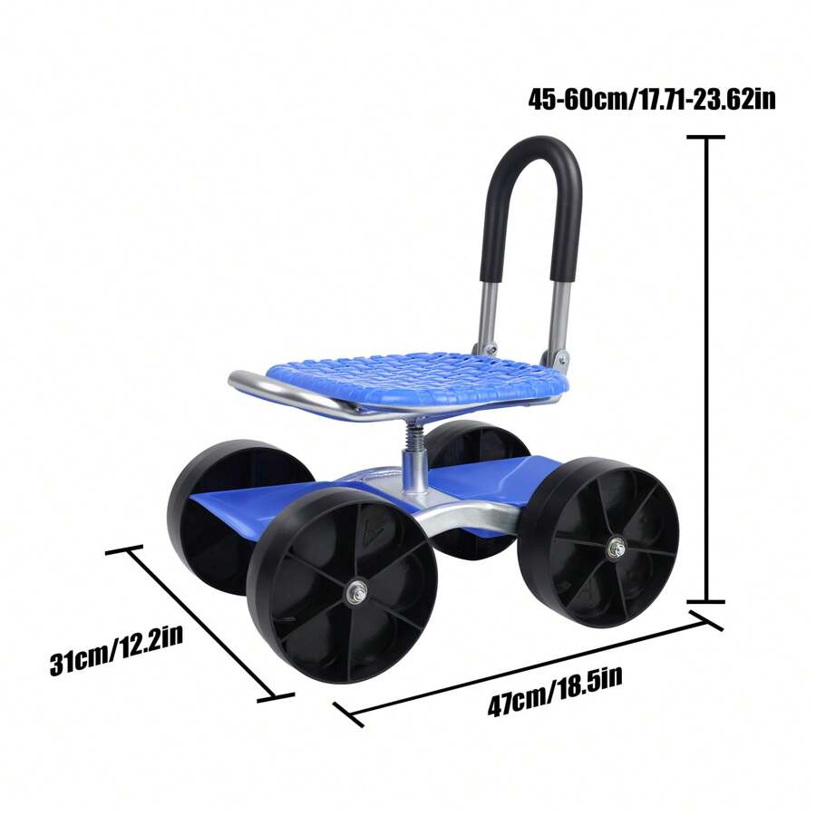 Rolling Garden Seat, Utility Garden Stool With Flat Wheels, Foldable ...