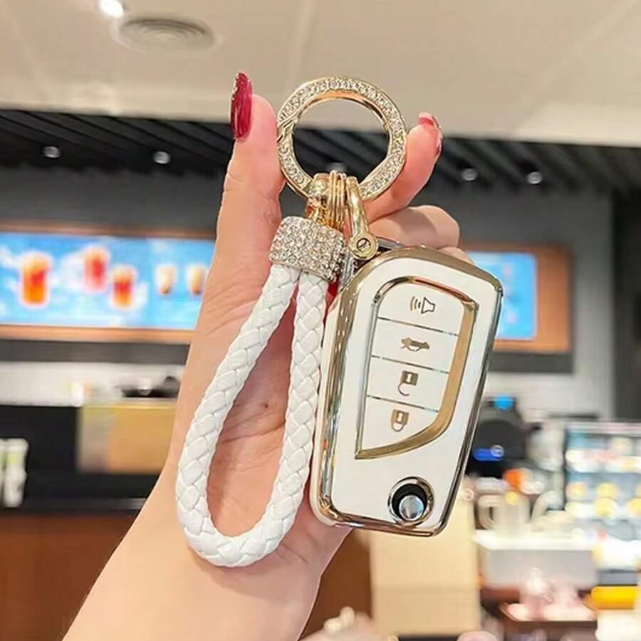 1pc /Toyota Car Key Cover, With Keychain Lanyard, 4-Button Car Key ...