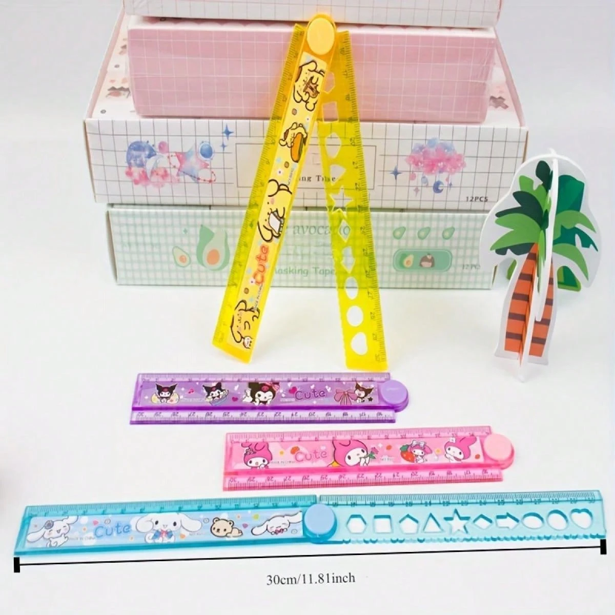 Sanrio Cartoon Themed Sanrio Folding Ruler: 12-Inch Plastic Ruler With ...