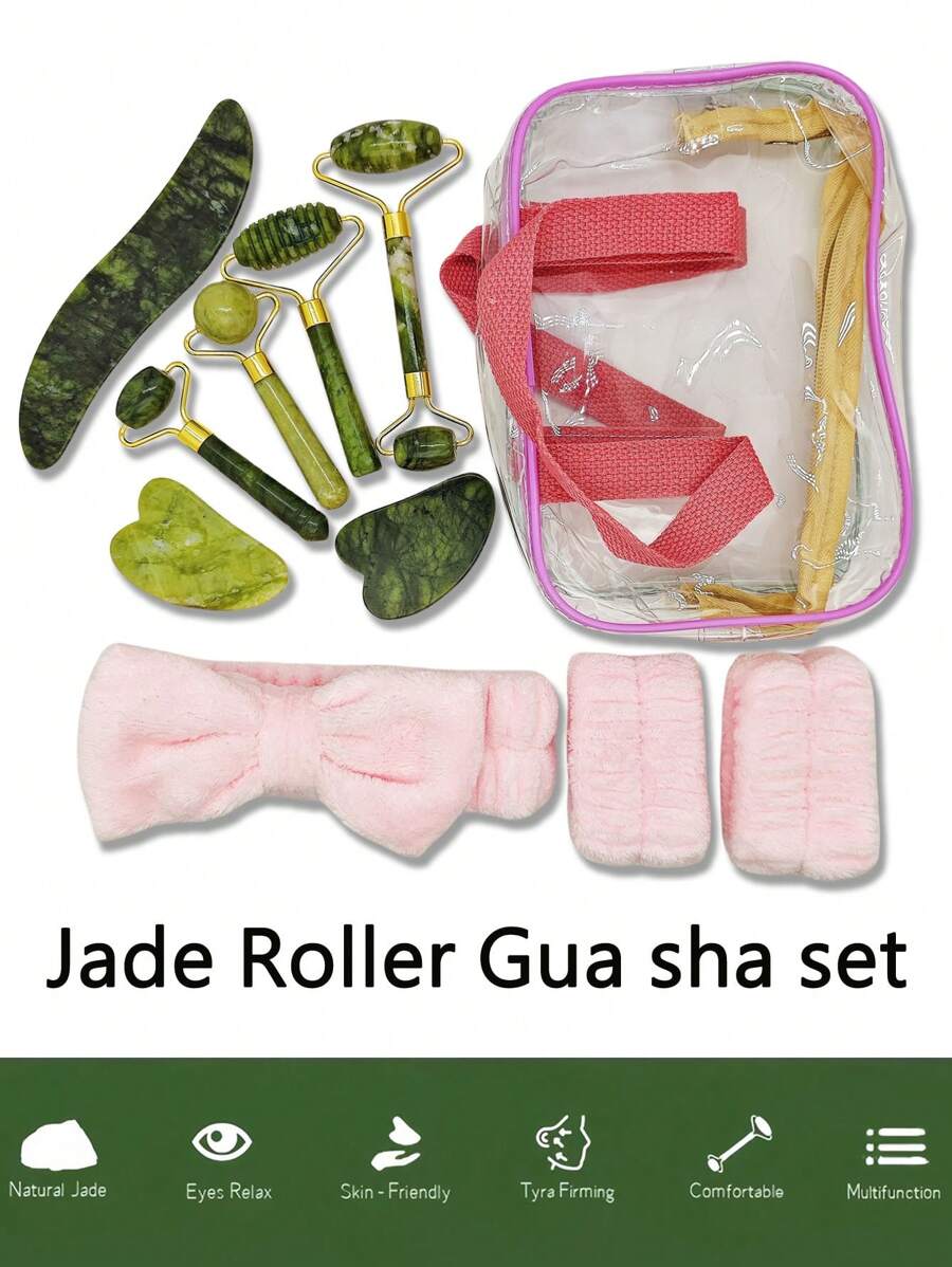 1/3/7/11pcs/Set Jade Roller & Gua Sha Set, Facial Roller Massager With ...