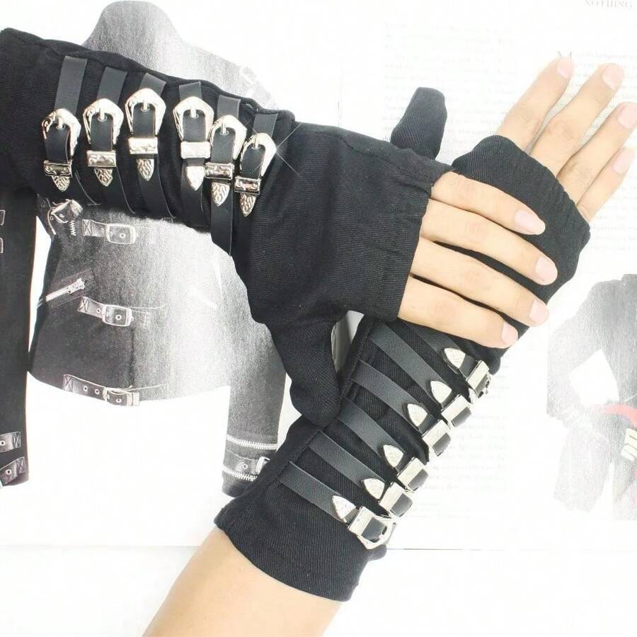 HIMJOK Michael's BAD Tour Punk Dirty Diana Armbraces Glove Black Cotton ...